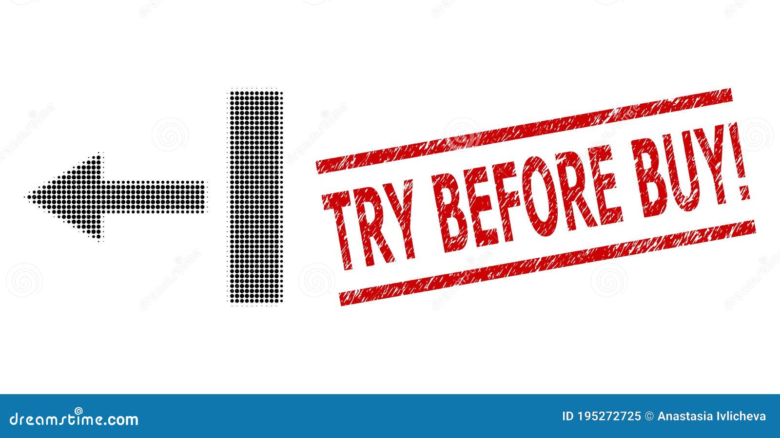 Textured Try before Buy! Stamp and Halftone Dotted Pull Left Stock ...