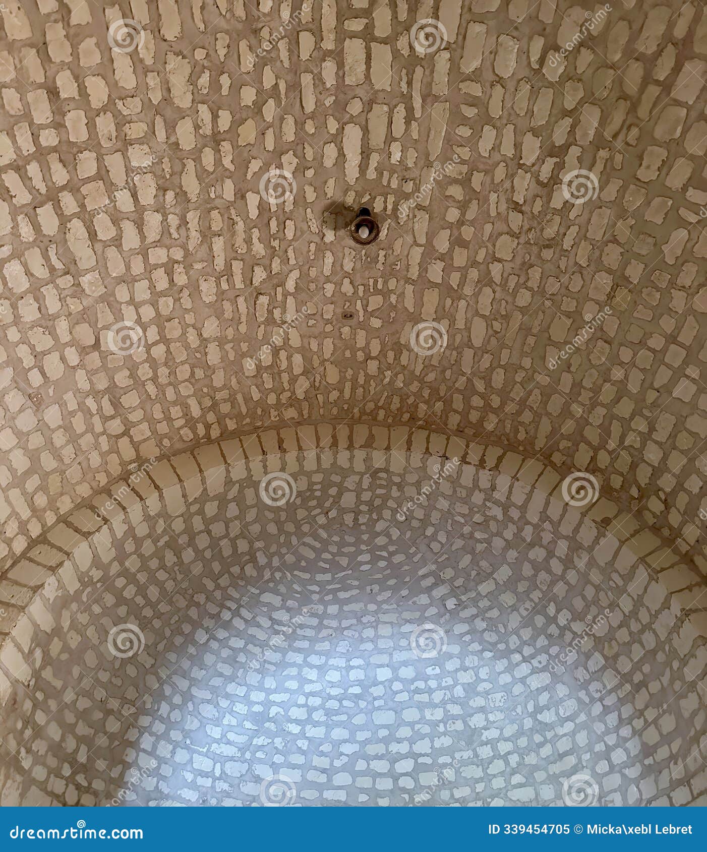 Textured Vaulted Brick Ceiling with Intricate Stone Patterns and Single ...