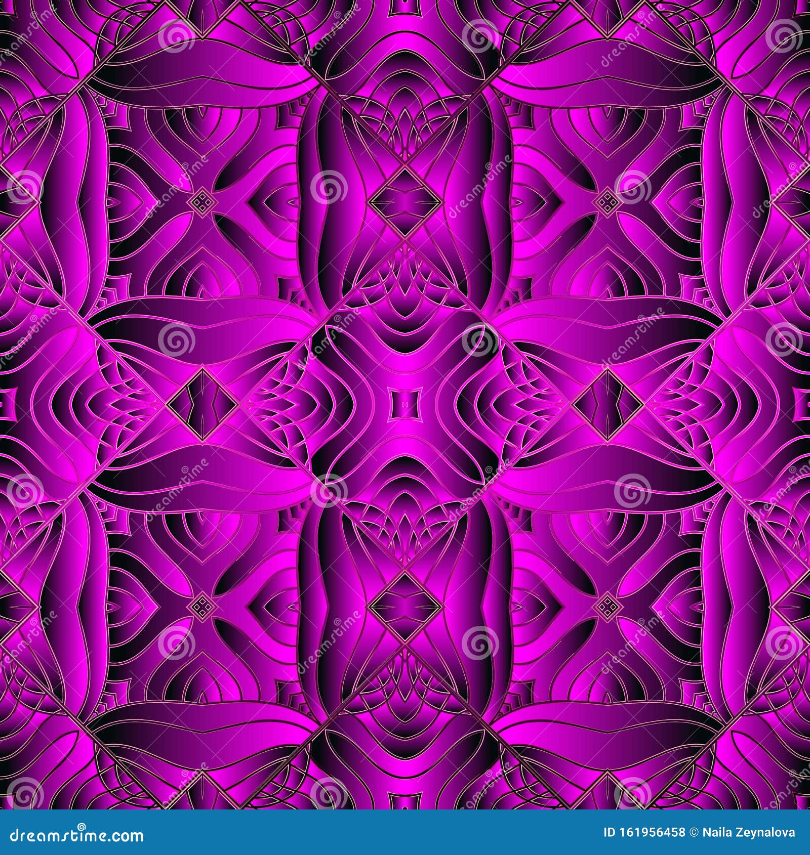 Textured Violet 3d Vector Seamless Pattern. Ornamental Abstract ...