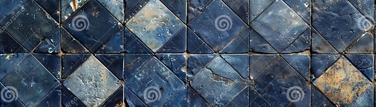 A Textured Wall of Blue and Gray Ceramic Tiles Arranged in a Diagonal ...