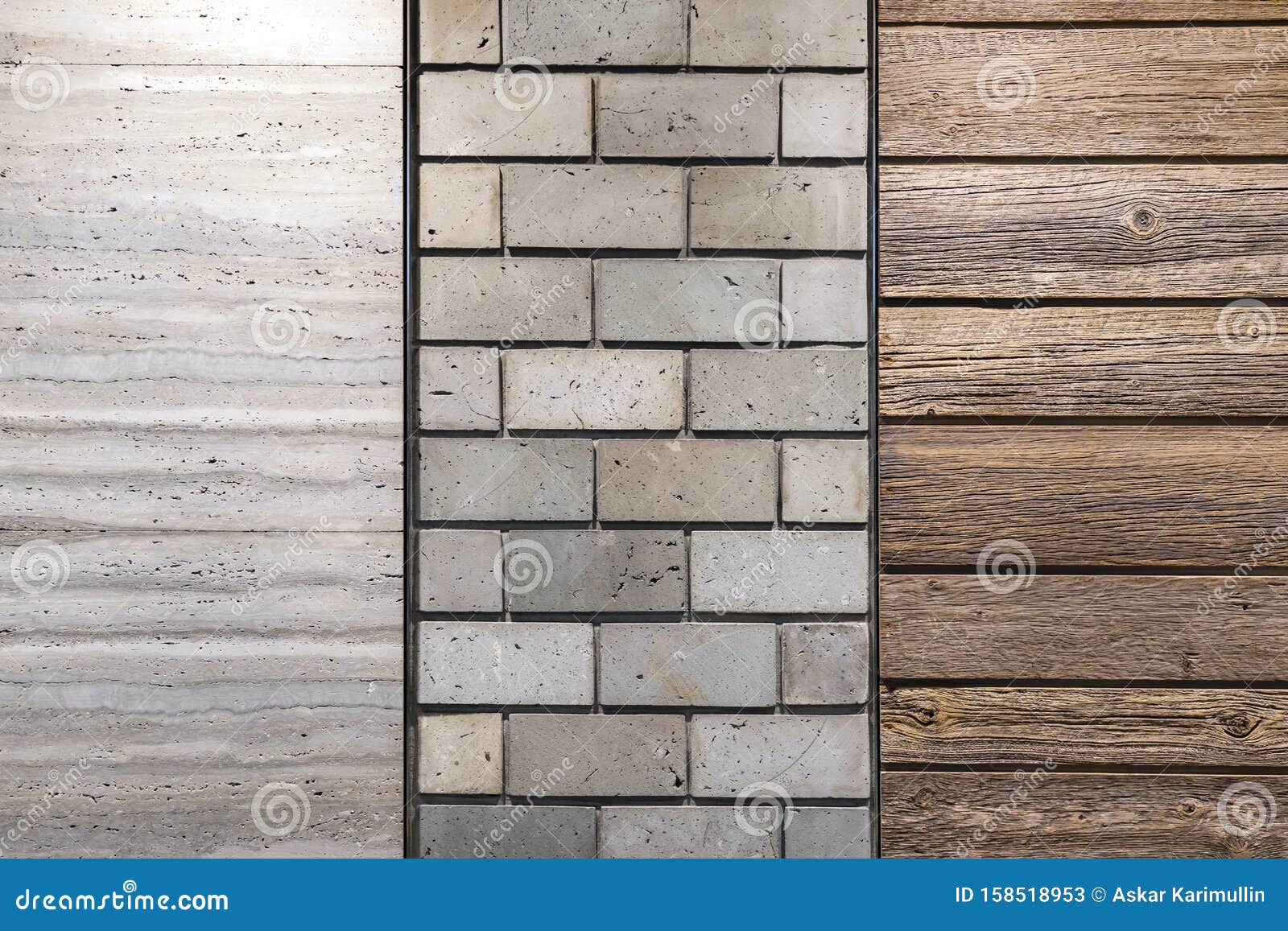 The Textured Wall by Blocks, Timber and Stone Panel Stock Image - Image ...