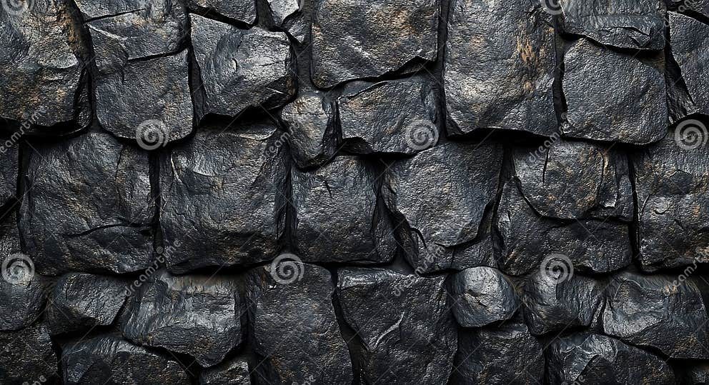 A Textured Wall of Dark Stones in a Rustic Pattern Conveys Strength and ...