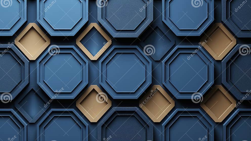 Textured Wall Design with Octagonal and Square Patterns in Deep Blue ...