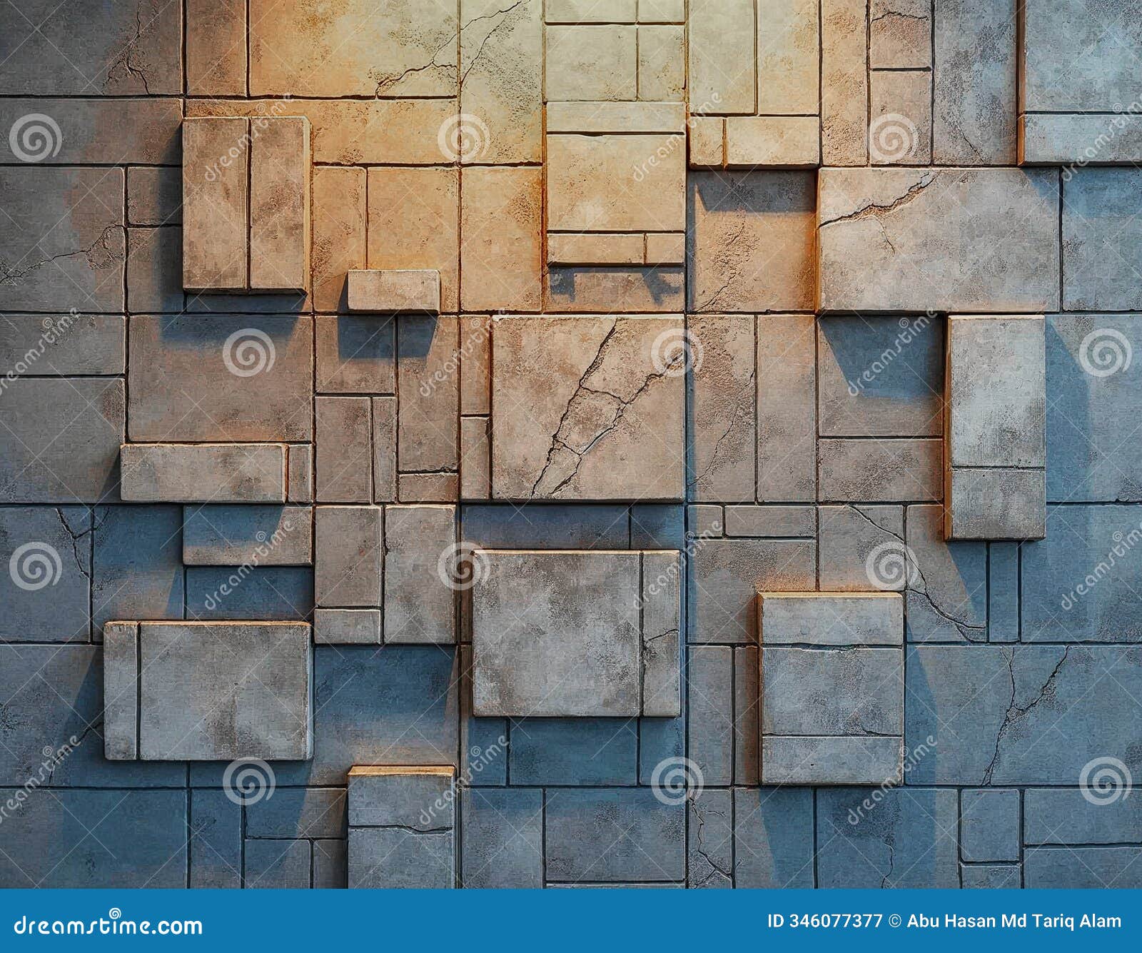 Textured Wall with Geometric Overlapping Concrete Tiles Stock ...