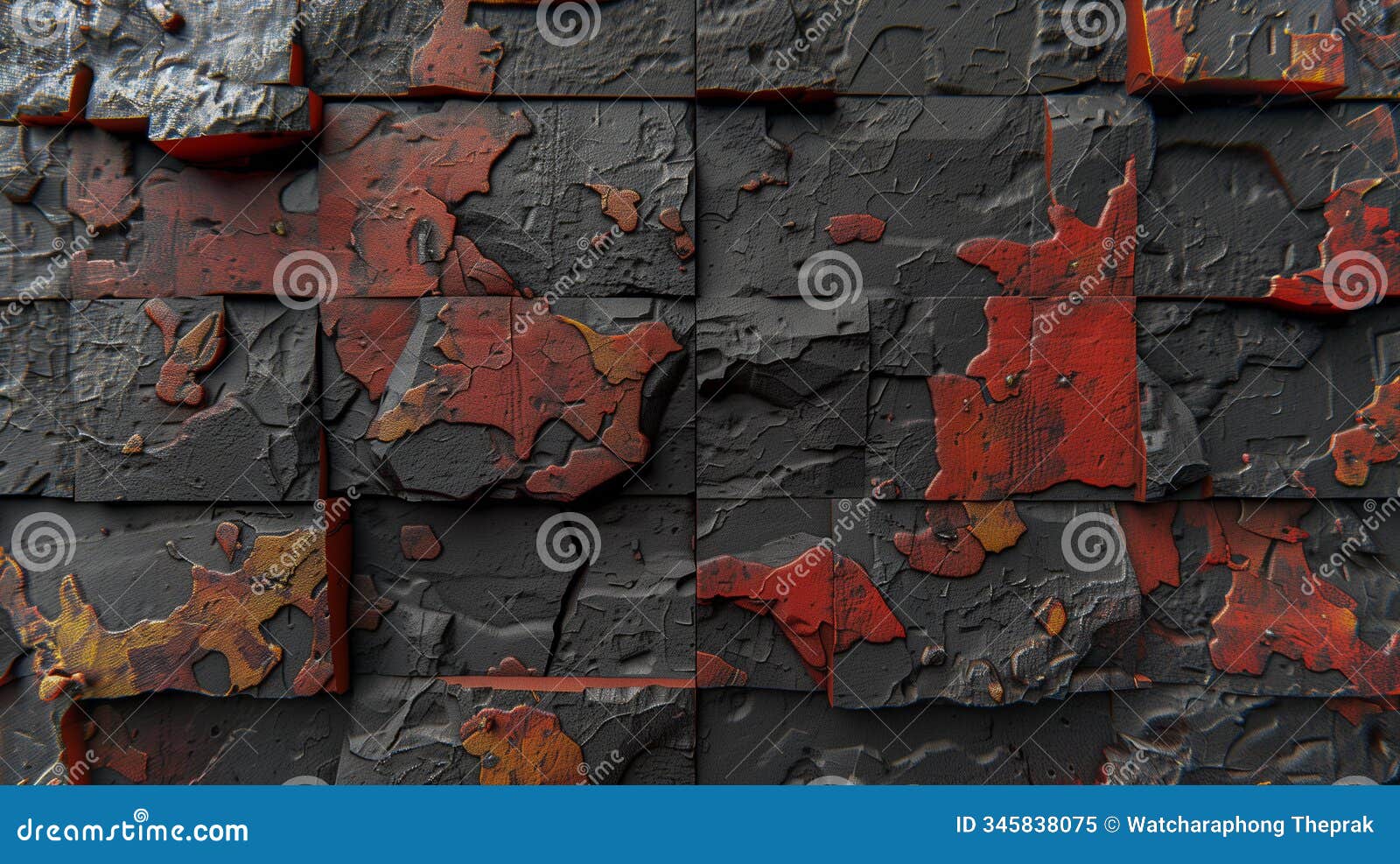 Textured Wall with Red and Black Worn, Layered Paint Stock Illustration ...