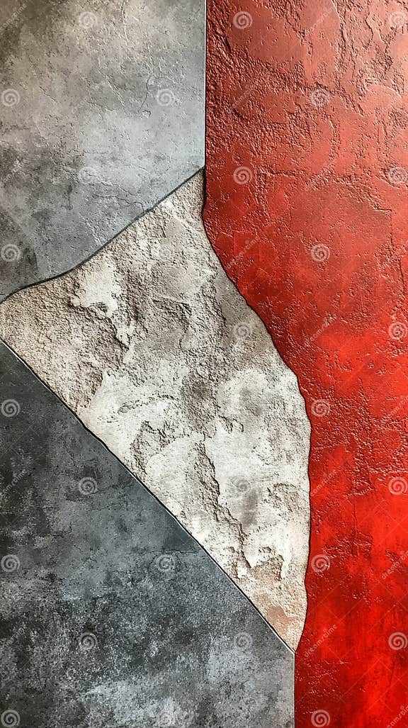 Textured Wall with Red, White, and Gray Paint Peeling in Artistic ...