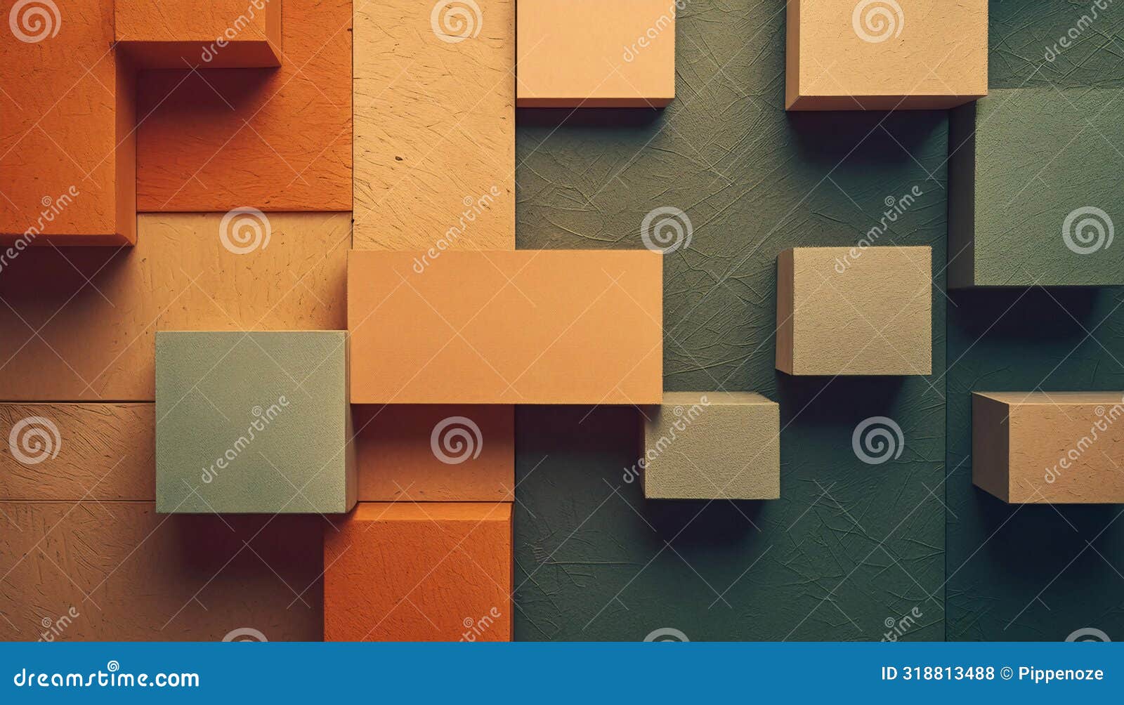 A Textured Wall of Square Blocks in Different Retro Colors Stock ...
