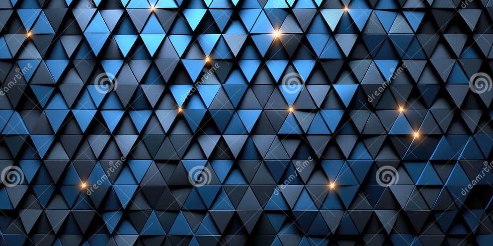 A Textured Wall of Triangular Shapes in Various Shades of Blue with ...