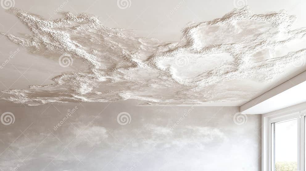 Textured White Ceiling Abstract Cloud Design Element, Modern Interior ...