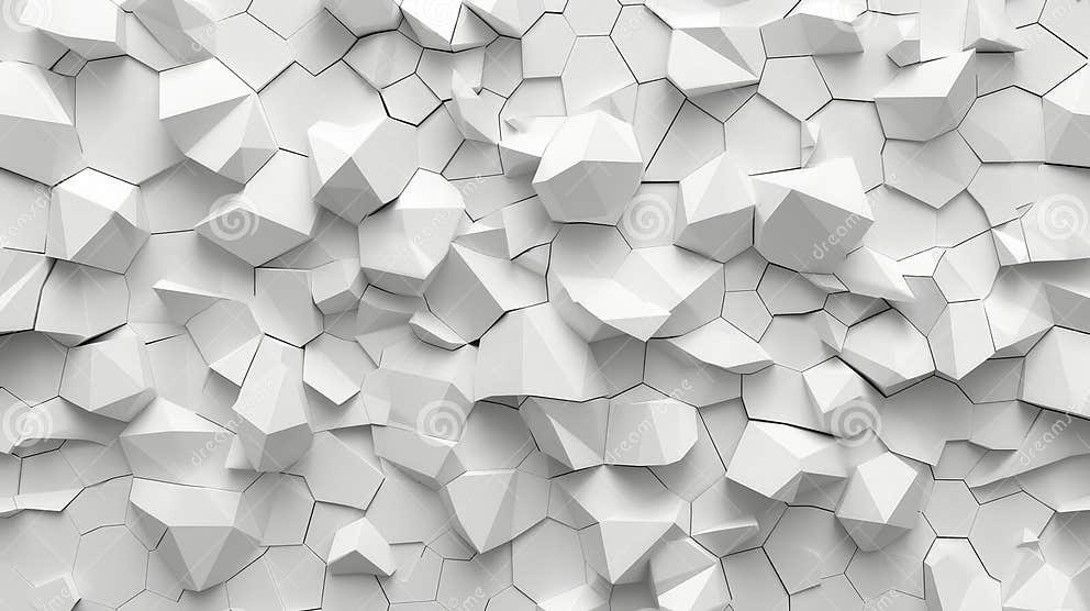 Textured White Wall with Geometric Patterns and 3D Shapes in Modern ...