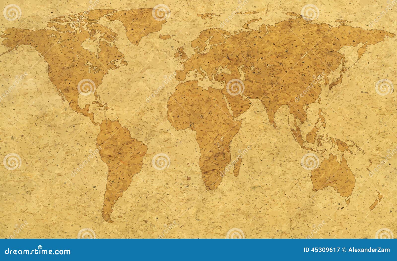 Textured world map stock vector. Illustration of granular - 45309617