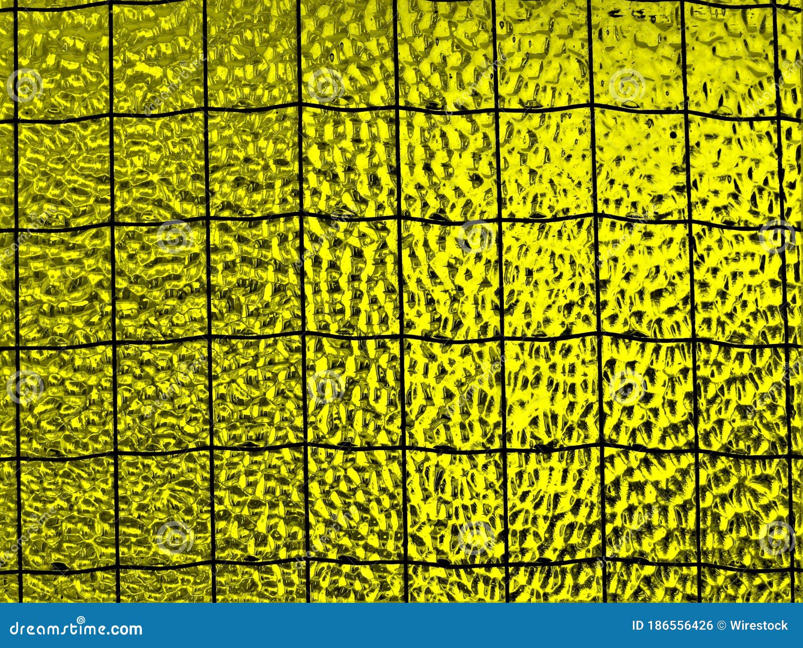 Textured Yellow Glass on a Window with Metal Black Guards Stock Photo ...