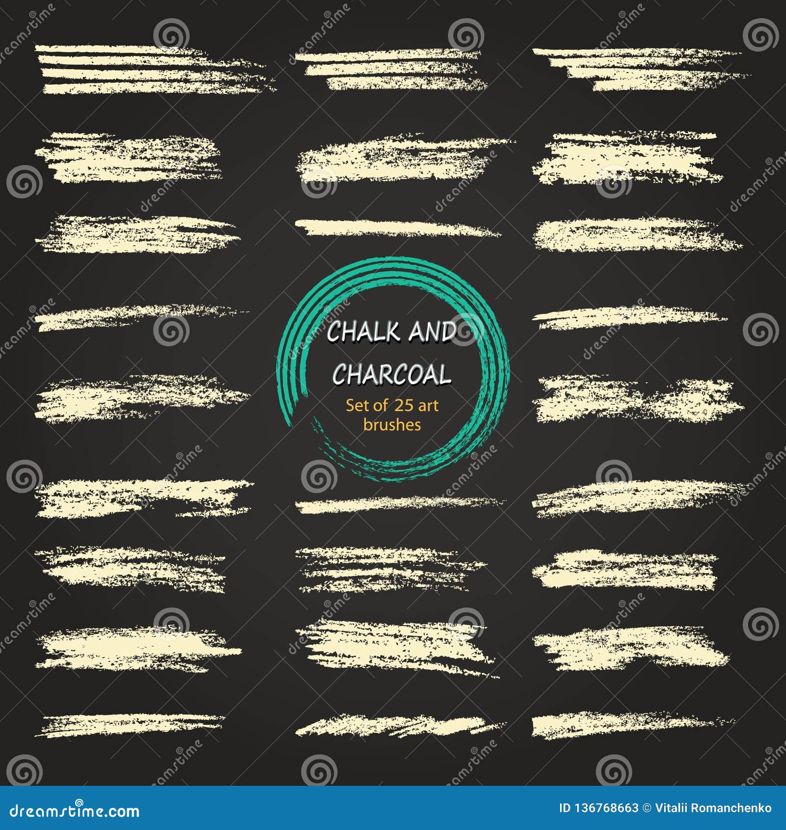 Textures of Chalk and Charcoal. Vector Brush Strokes. High Resolution ...