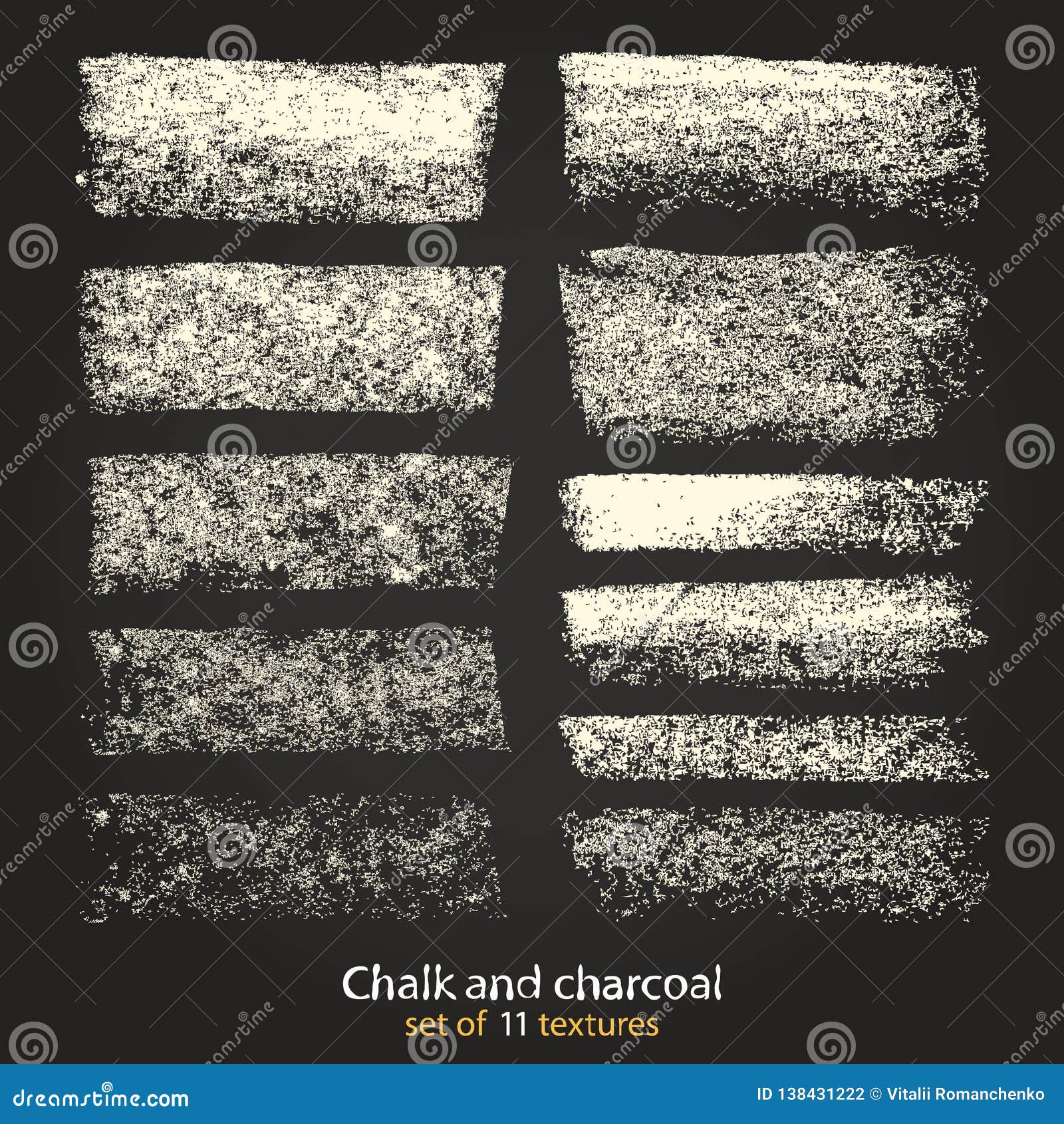 Textures of Chalk and Coal. Vector Brush Strokes. Vintage Vector Brush ...