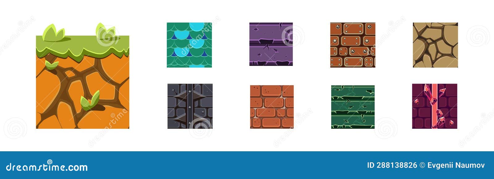Textures for Game Platformers Square Icon Vector Set Stock Vector ...