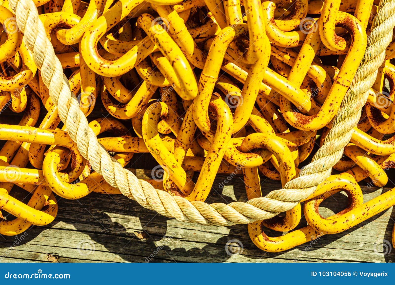 Detailed Close Up of Chains Stack and Ropes Stock Photo - Image of ...