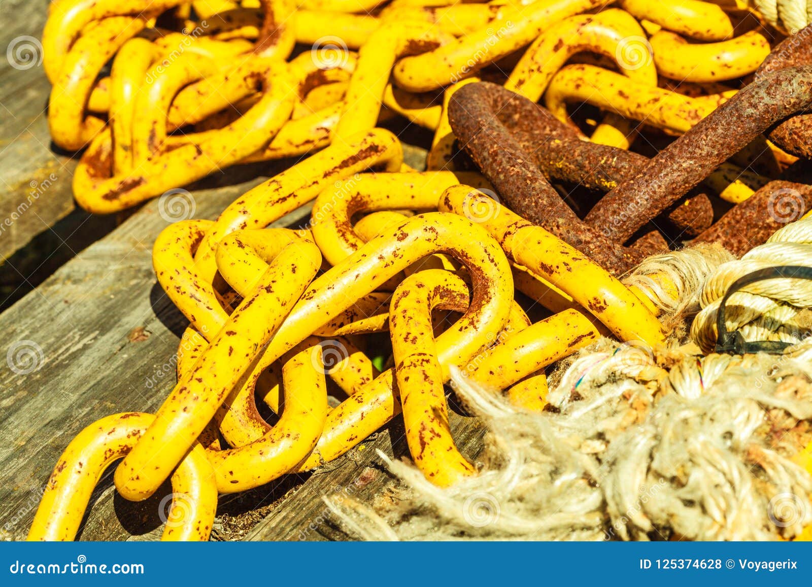Detailed Close Up of Chains Stack and Ropes Stock Photo - Image of ...