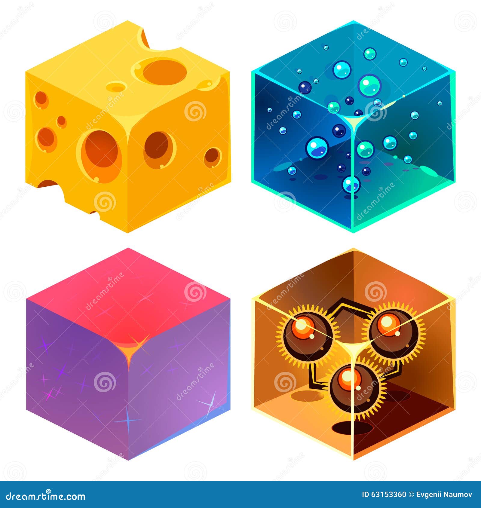 Textures for Platformers Icons 3d Vector Set Stock Vector ...