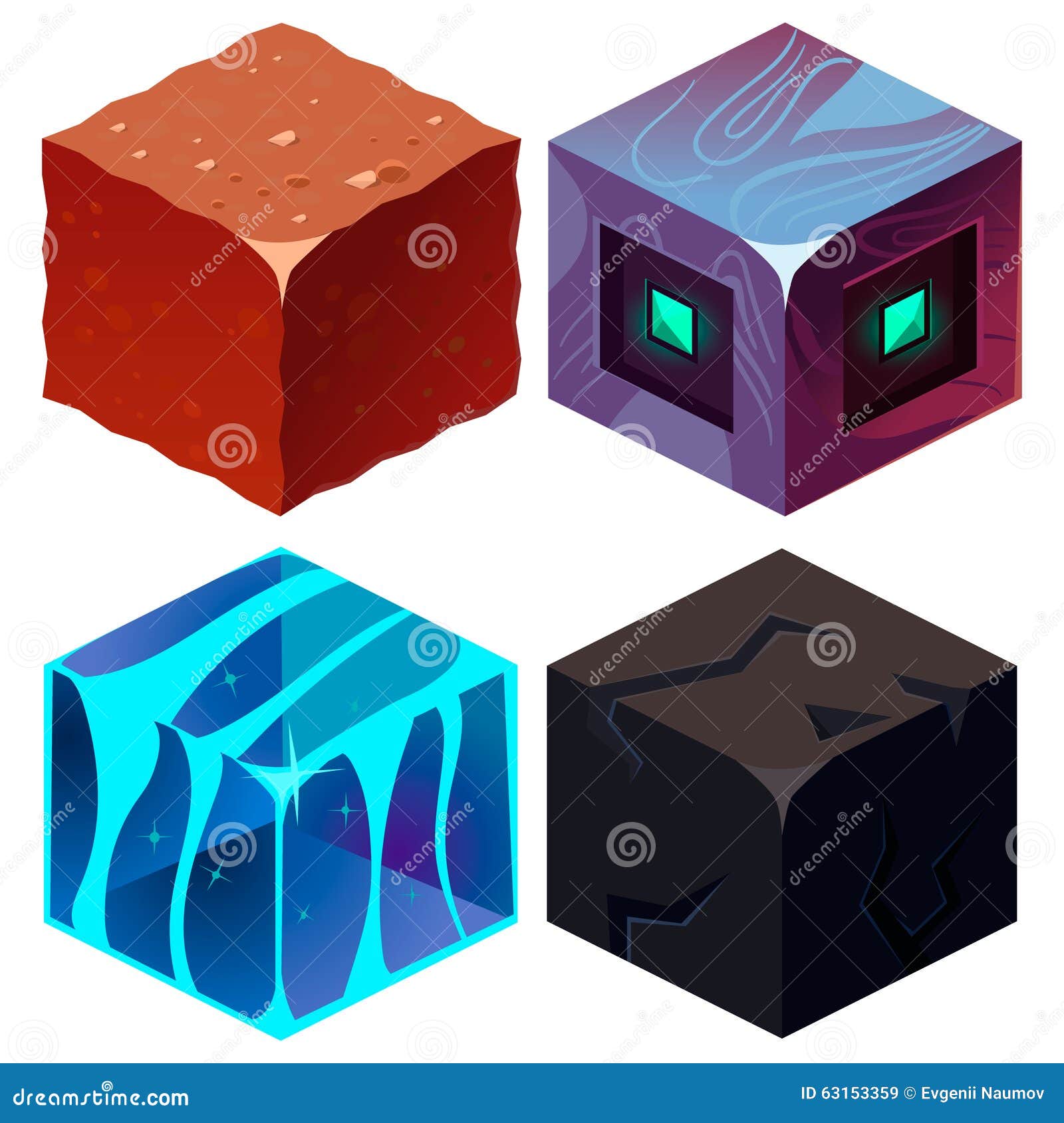 Textures for Platformers Icons Isometric Vector Stock Vector ...