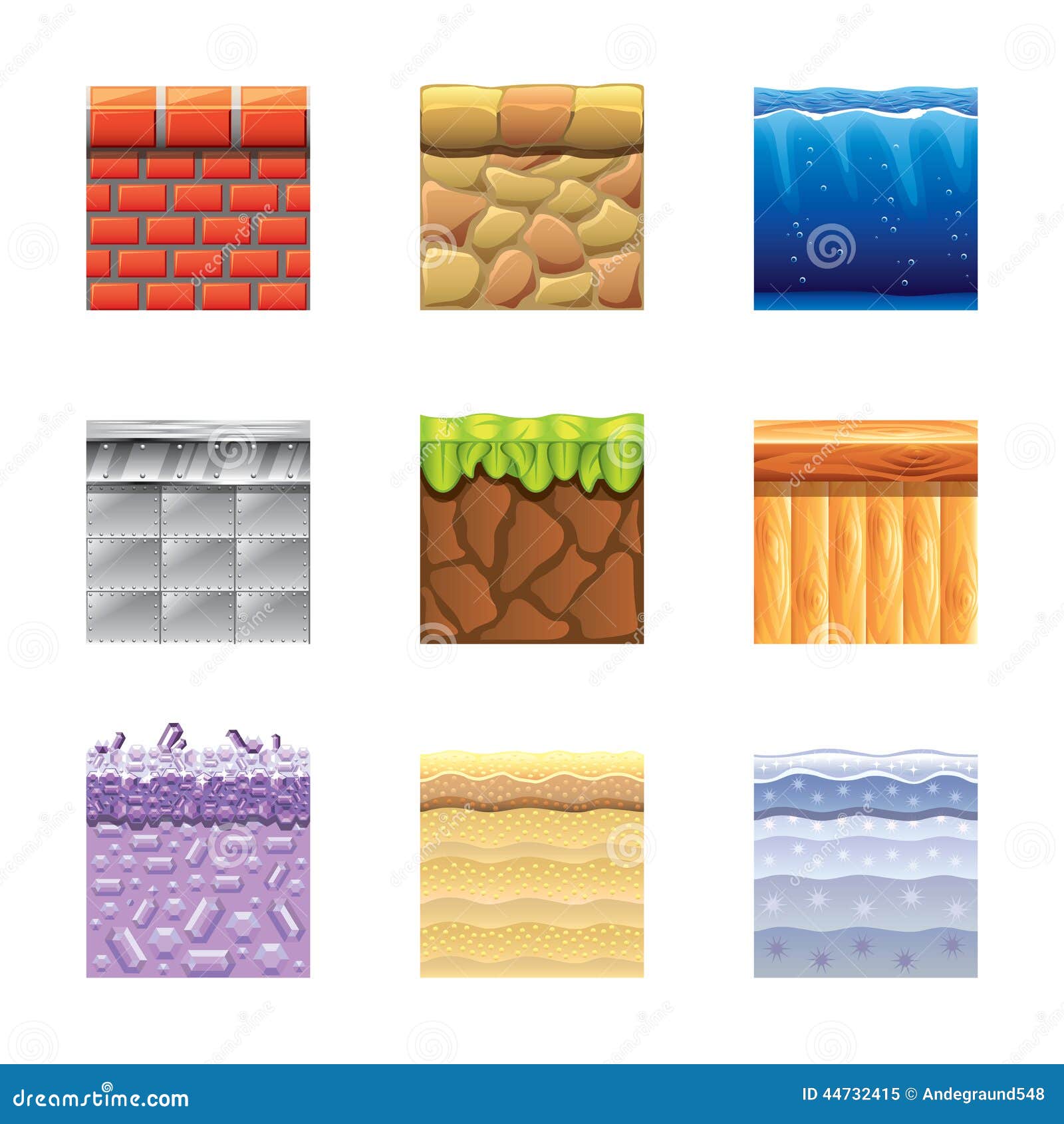 Textures for Platformers Icons Vector Set Stock Vector - Illustration ...