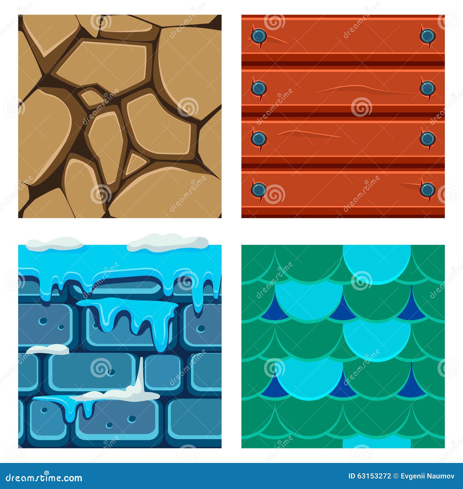 Textures for Platformers Icons Vector Set of Wood Stock Vector ...