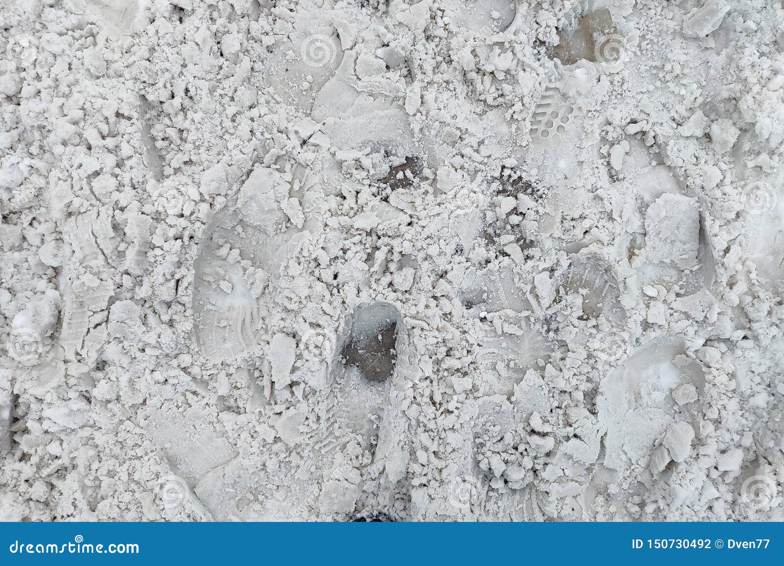 Textures. Snow Slush with Dirt and Footprints on the Road Stock Photo ...