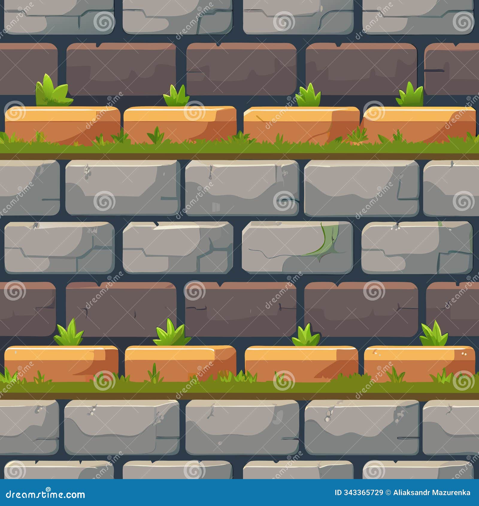 Textures of Stone Walls for Game Background. Vector Cartoon Seamless ...