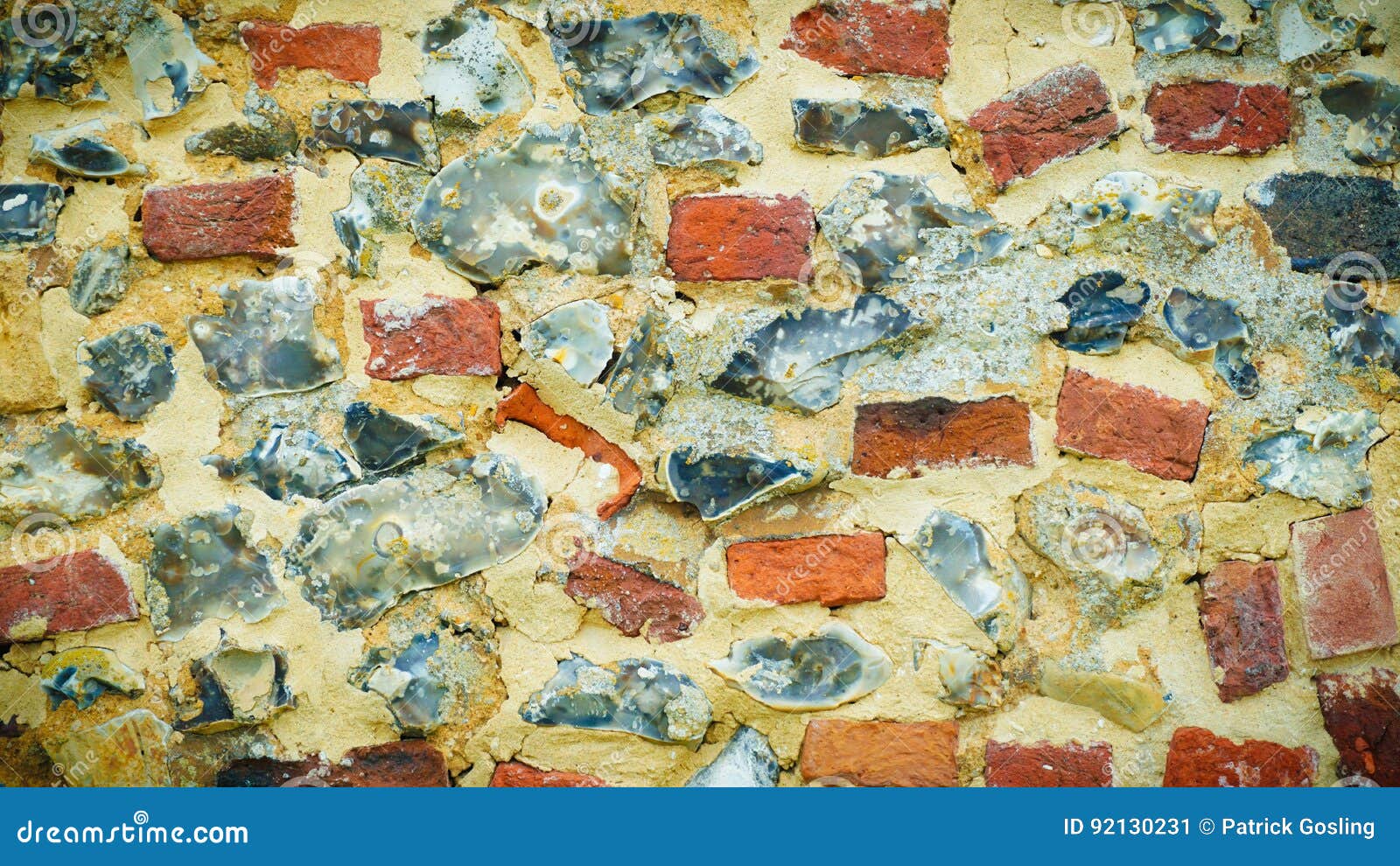 Old Textured Flint and Brick Wall. Stock Image - Image of brick, wall ...