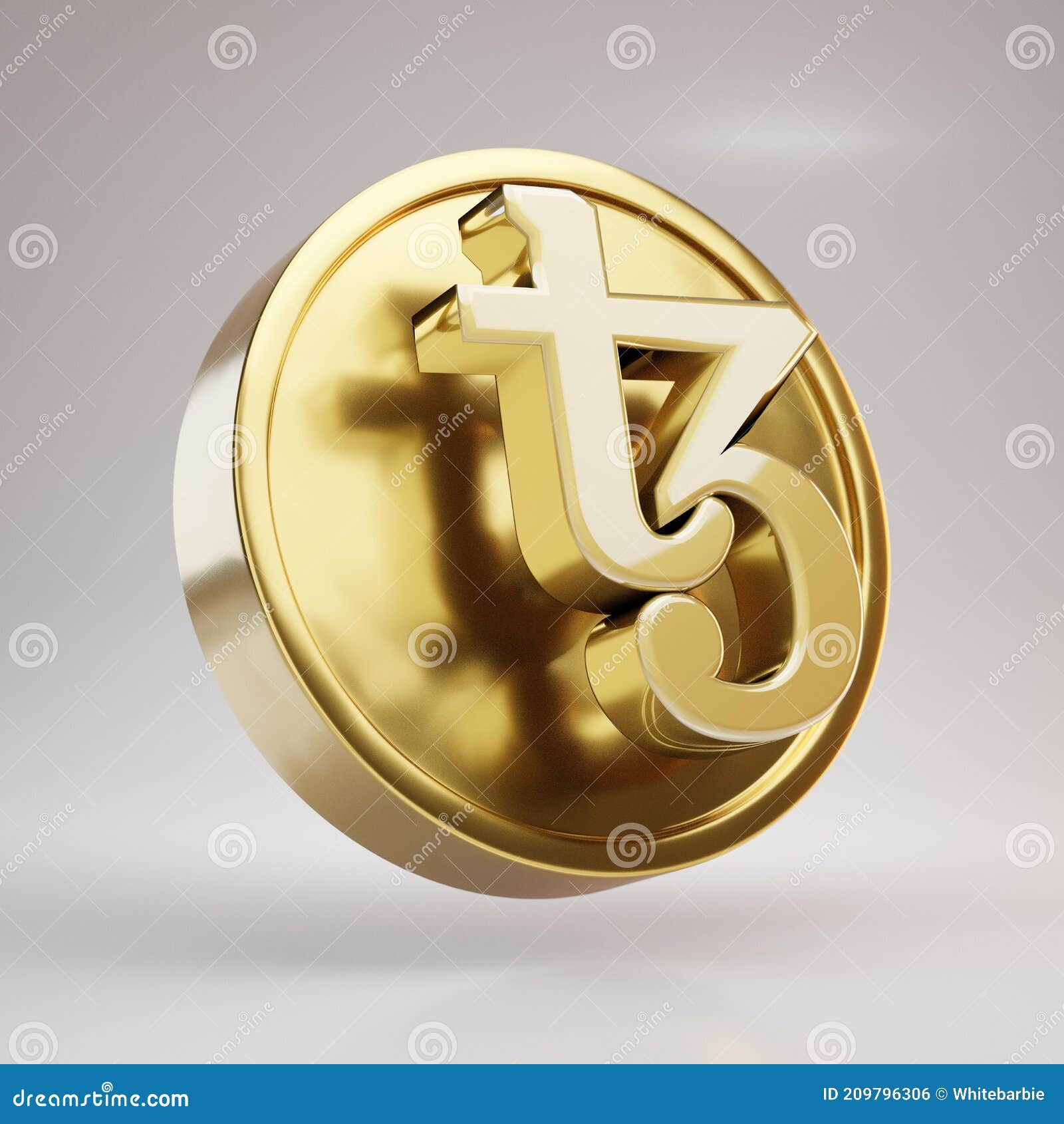 Tezos Cryptocurrency Coin. Gold 3d Rendered Coin Isolated on White ...