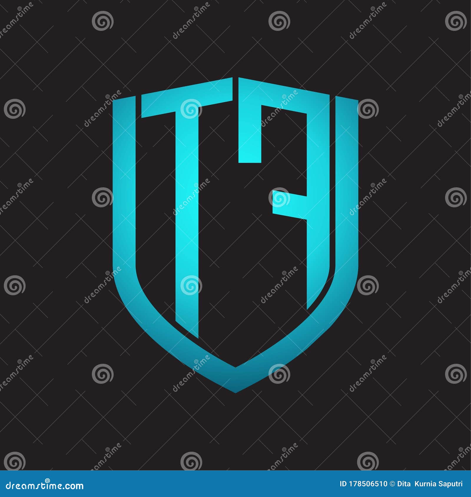 TF Logo Monogram with Emblem Shield Design Isolated with Blue Colors on ...