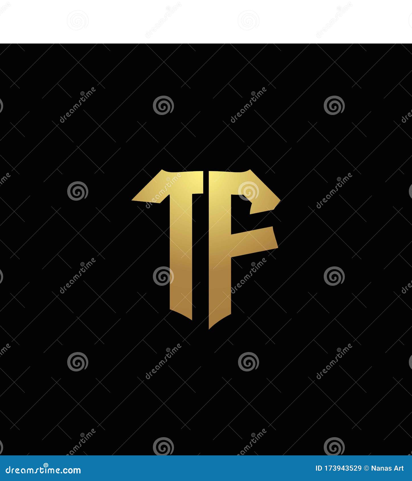 TF Logo Monogram with Gold Colors and Shield Shape Design Template ...