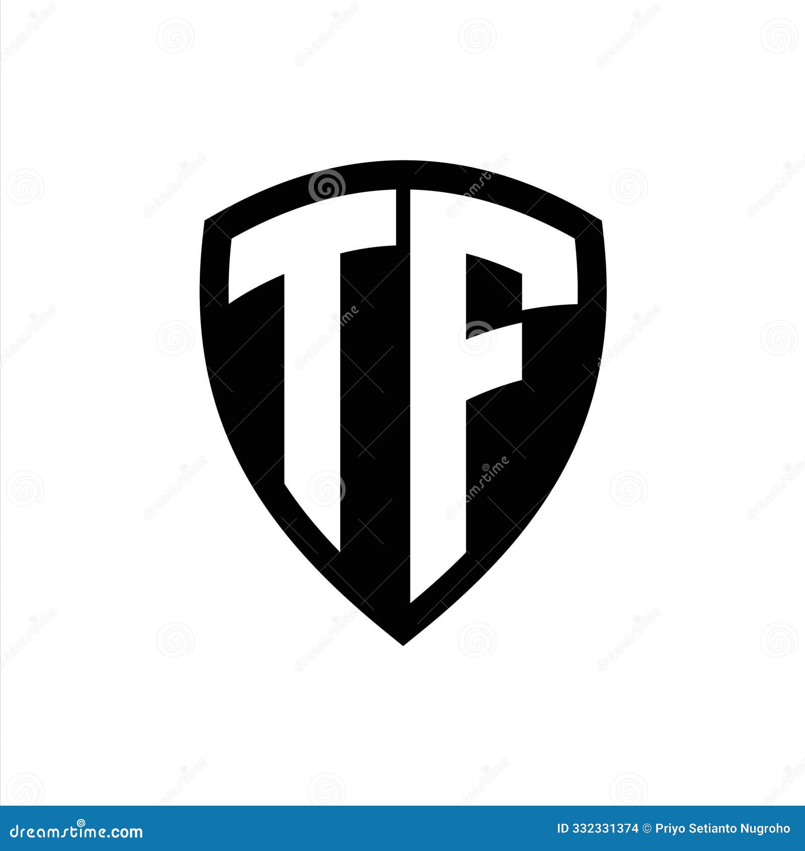 TF Monogram Logo with Bold Letters Shield Shape with Black and White ...