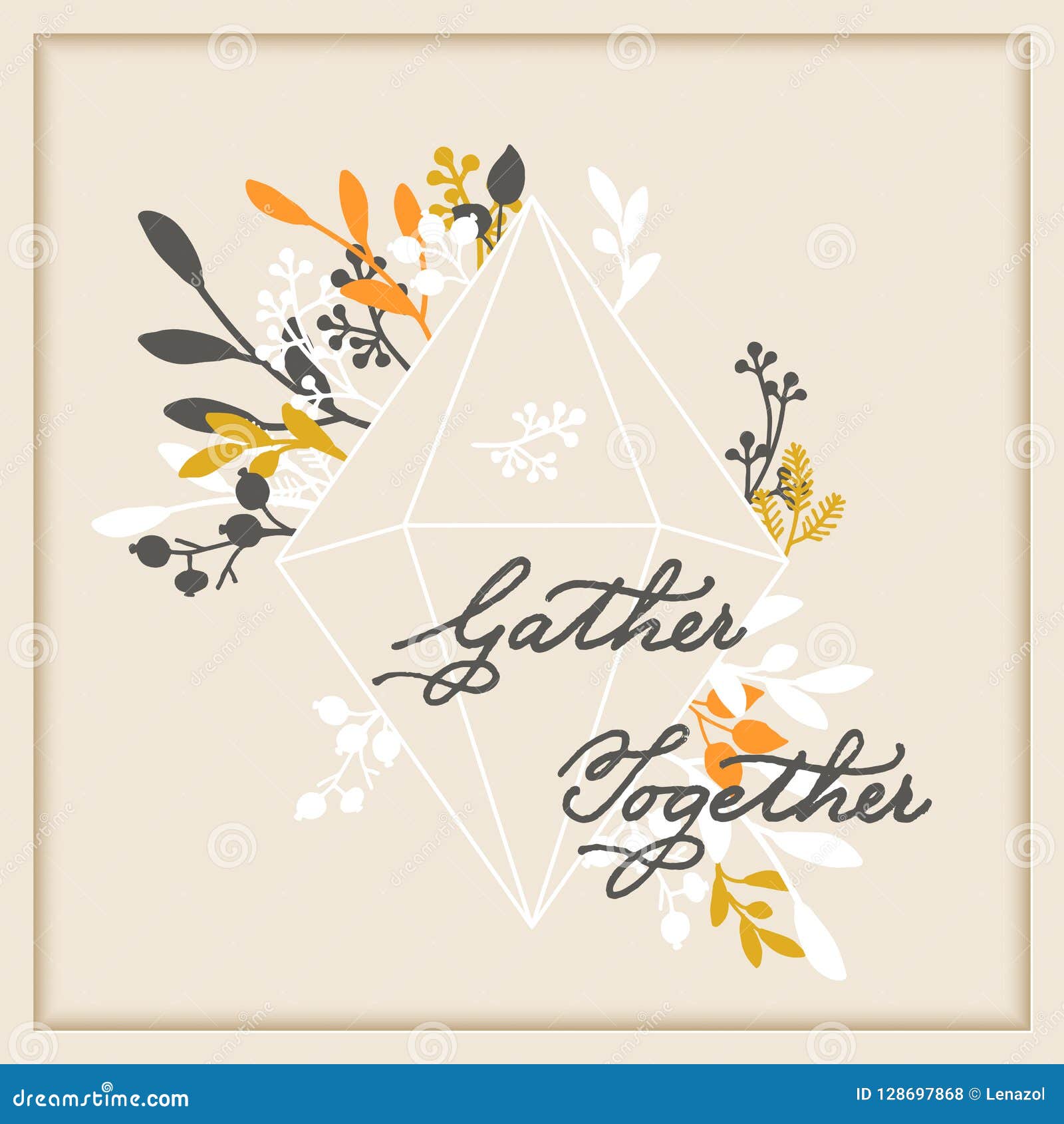 Gather Together Typography Poster With Hand Written Lettering Vector ...