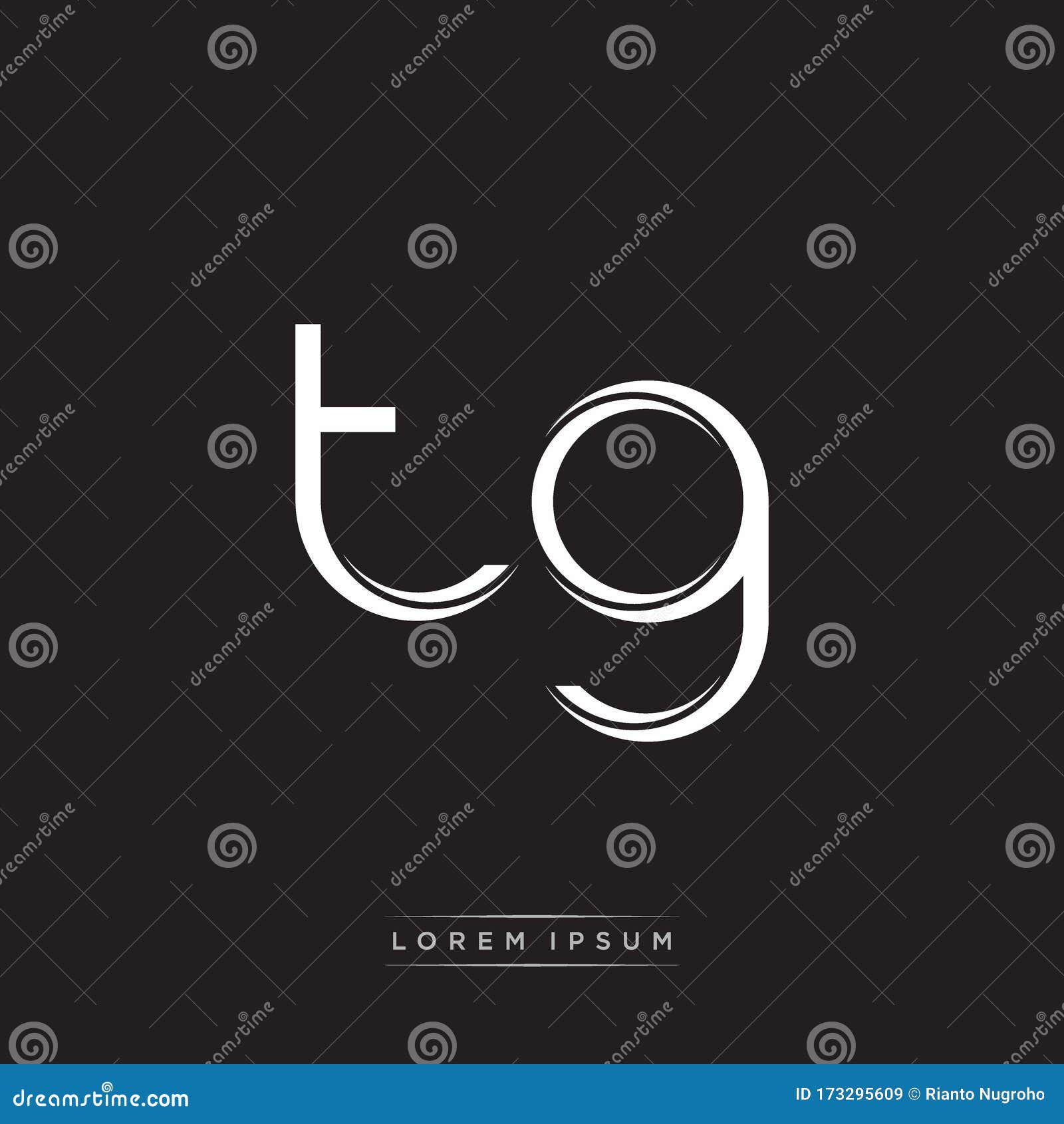 TG Initial Letter Split Lowercase Logo Modern Monogram Template Isolated on Black White Stock ...