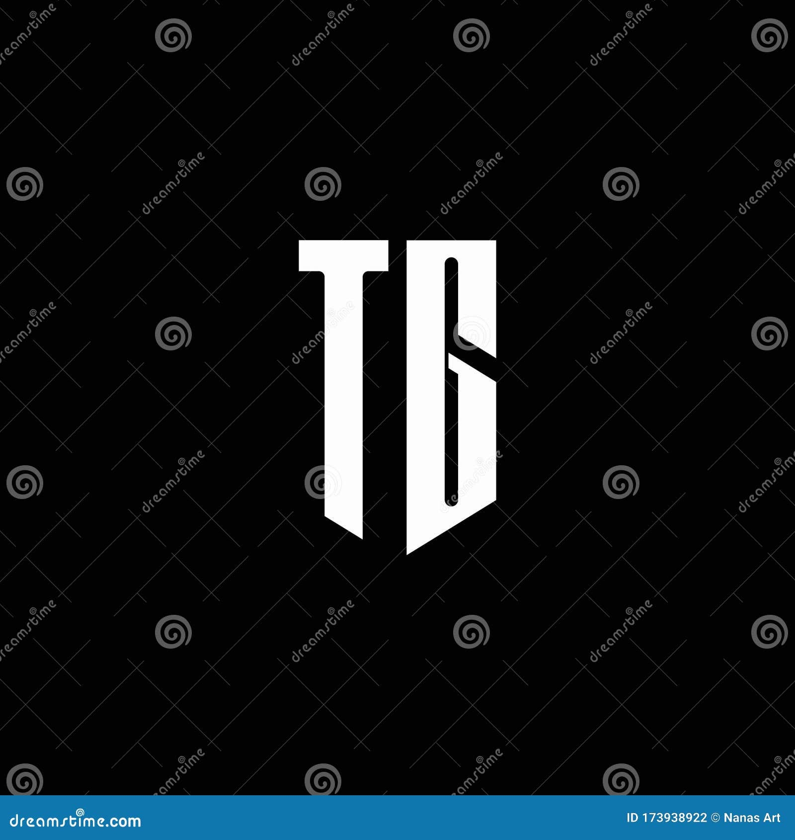 TG Logo Monogram with Emblem Style Isolated on Black Background Stock ...