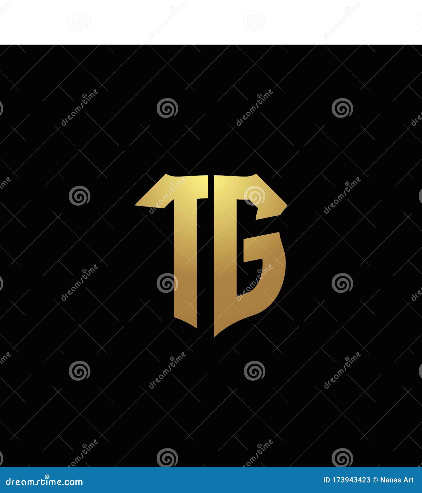 TG Logo Monogram with Gold Colors and Shield Shape Design Template ...