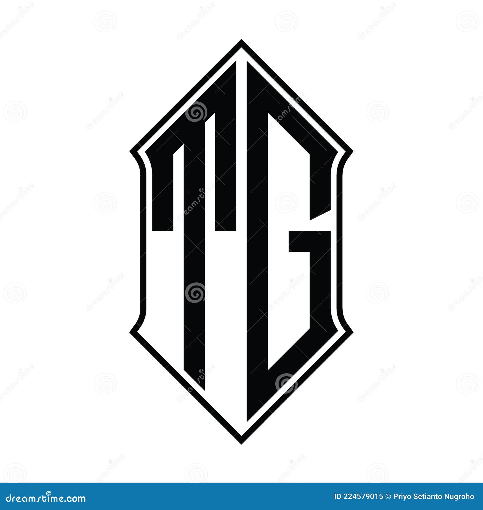 TG Logo Monogram with Shieldshape and Outline Design Template Vector ...