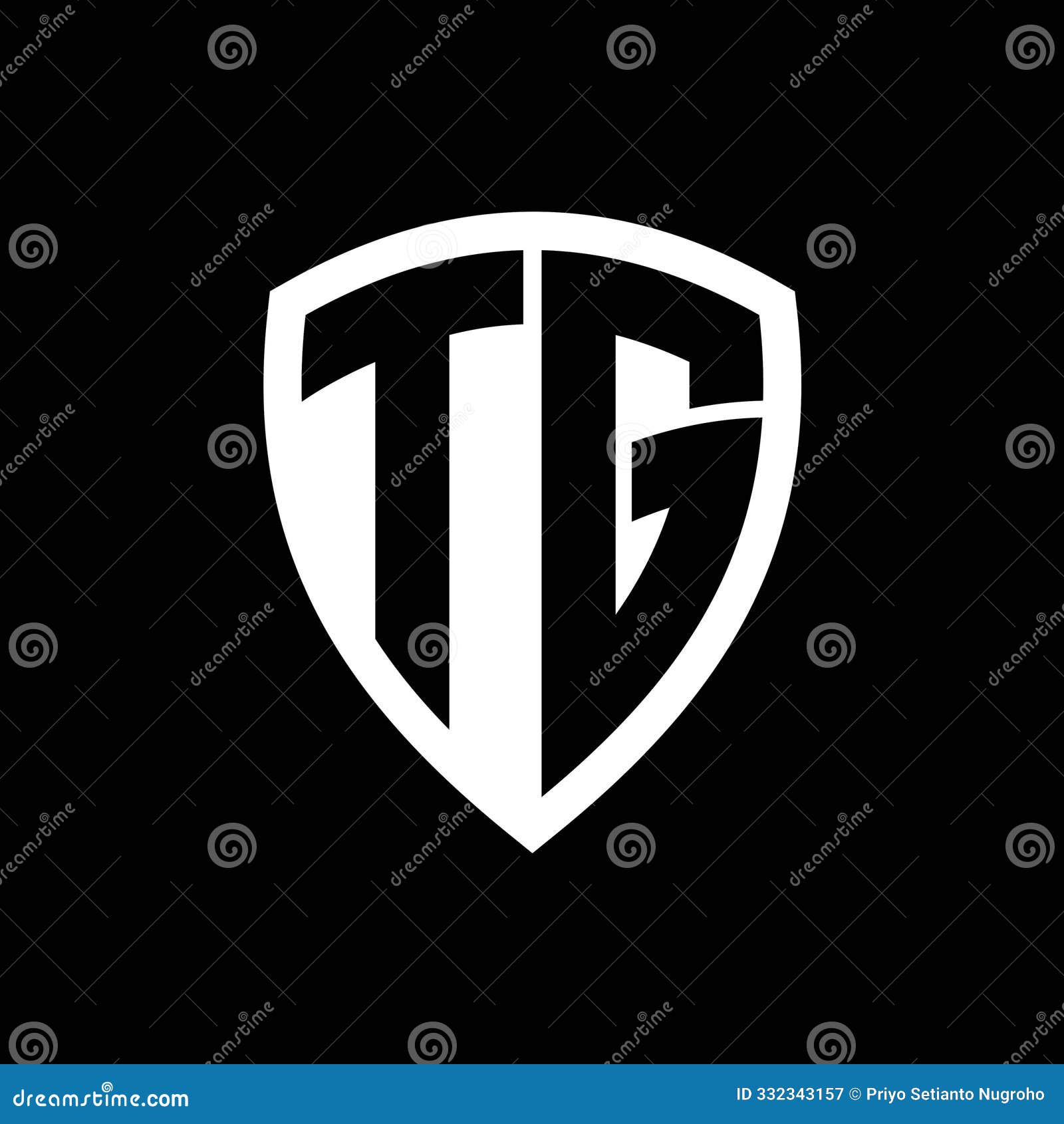 TG Monogram Logo with Bold Letters Shield Shape with Black and White ...