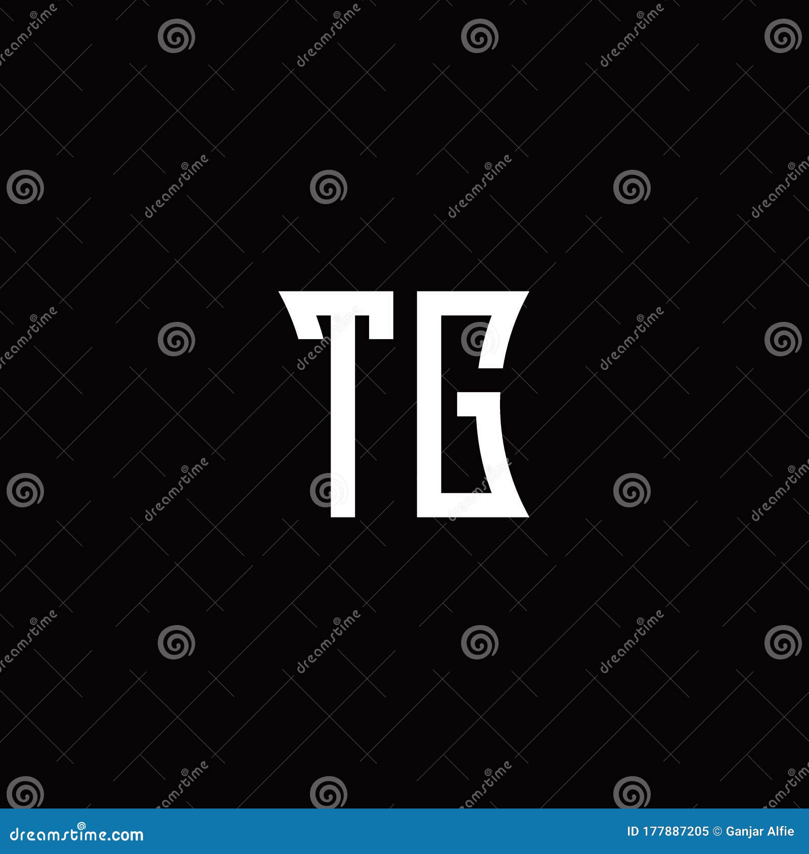 TG Monogram Logo Letter with Curved Side Style Stock Vector ...