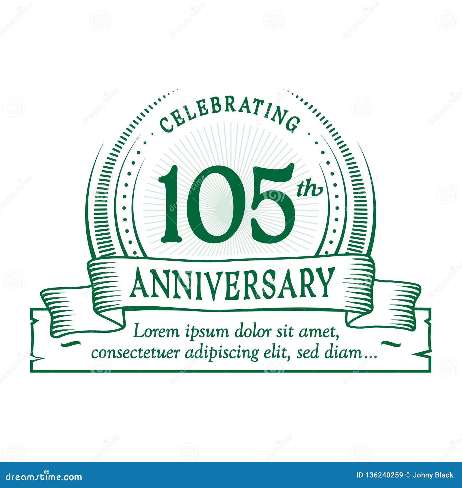 105th Anniversary Design Template. 105 Years Logo. 105 Years Vector and ...
