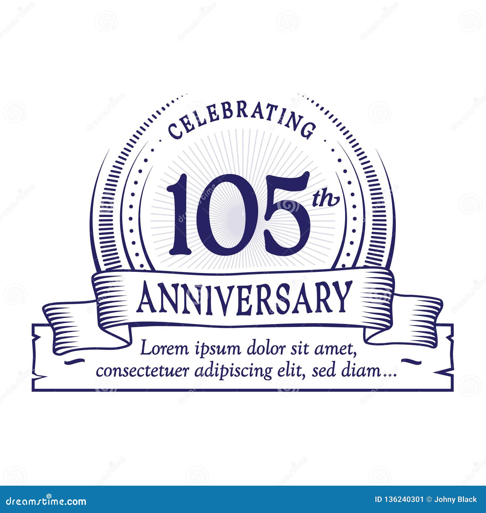 105th Anniversary Design Template. 105 Years Logo. 105 Years Vector and ...