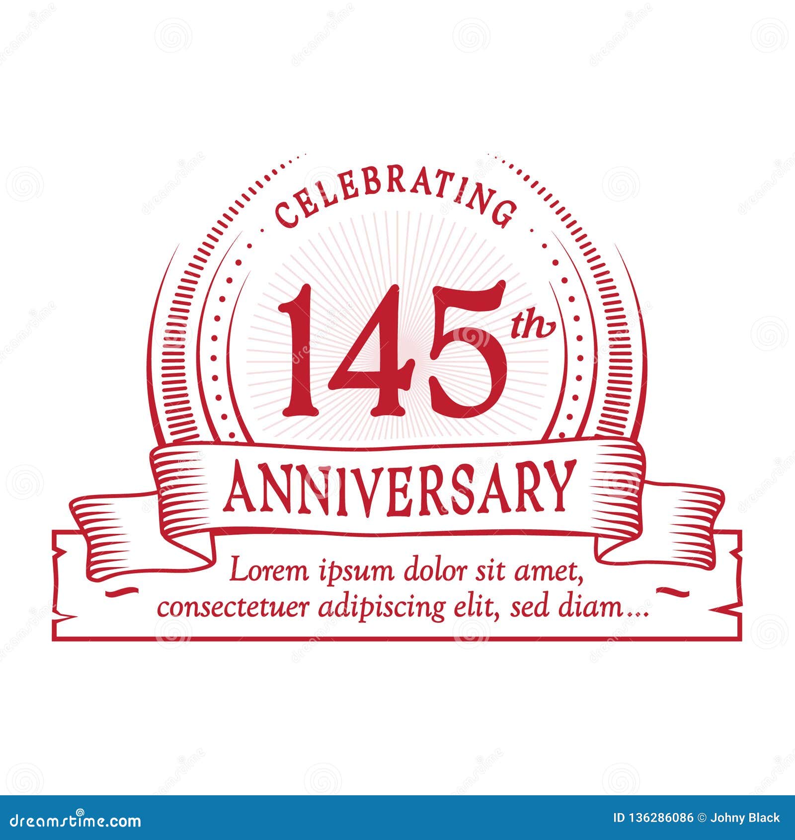 145th Anniversary Design Template. 145 Years Logo. 145 Years Vector and ...