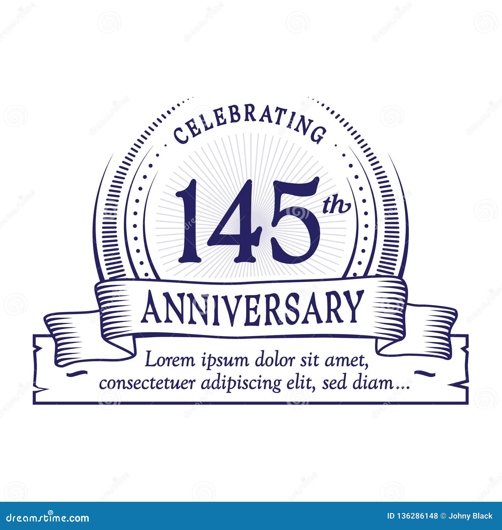 145th Anniversary Design Template. 145 Years Logo. 145 Years Vector and ...