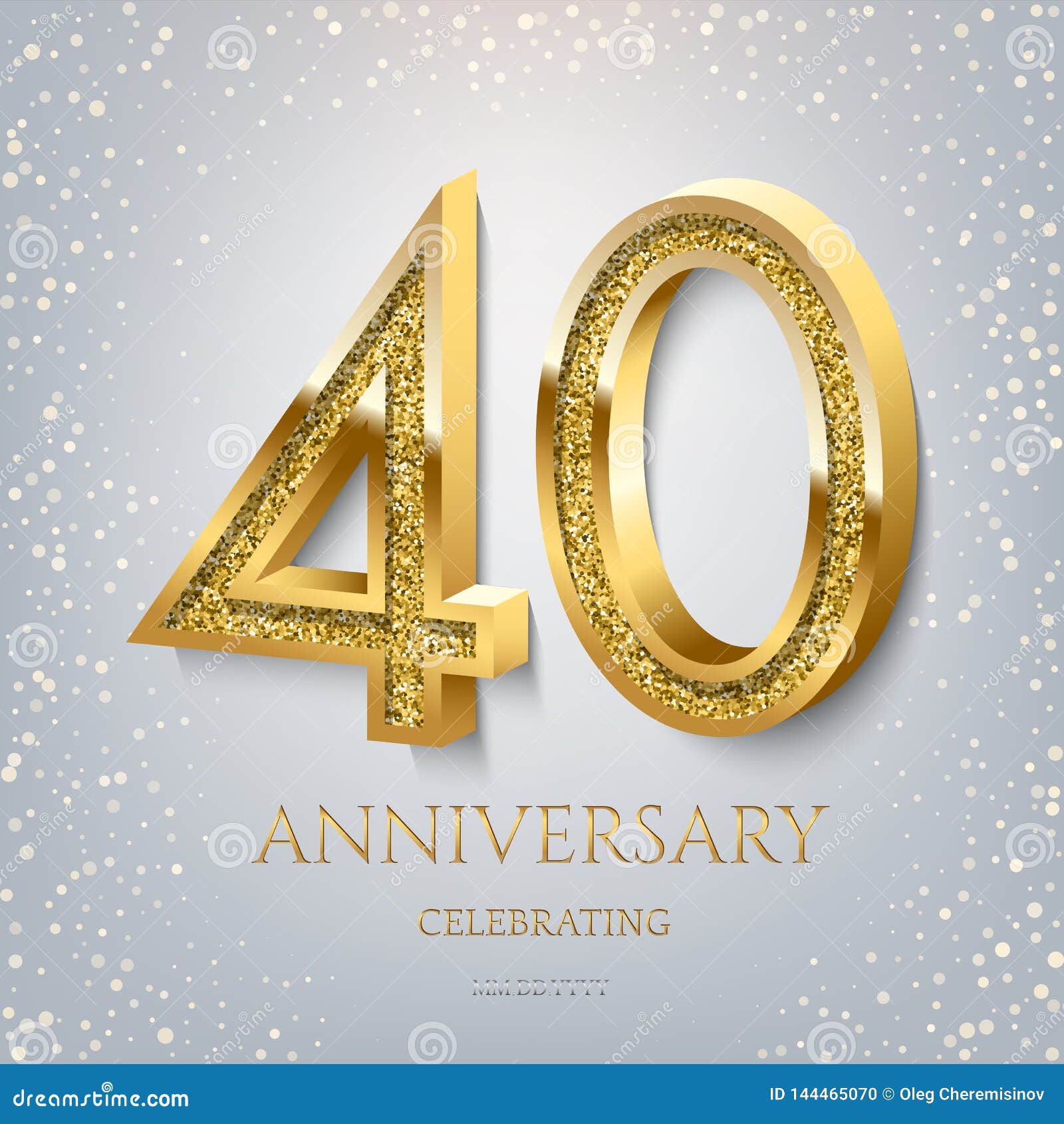 40th Anniversary Celebrating Golden Text and Confetti on Light Blue ...