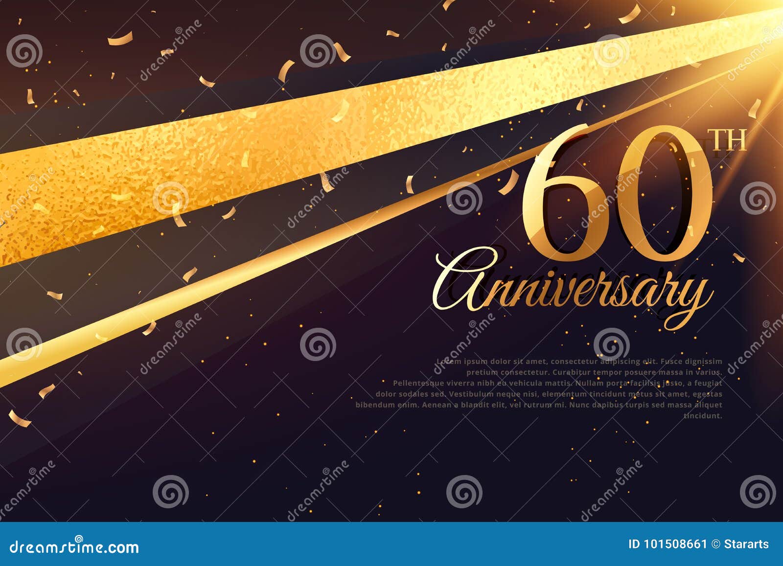 60th Anniversary Celebration Card Template Stock Vector - Illustration ...