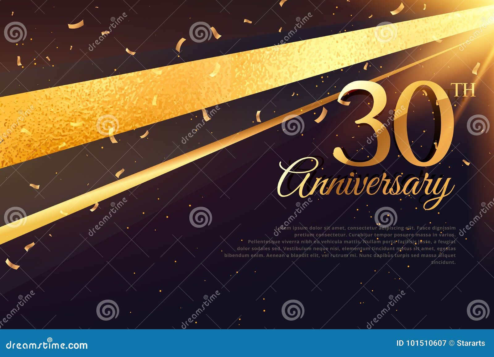30th Anniversary Celebration Card Template Stock Vector - Illustration ...