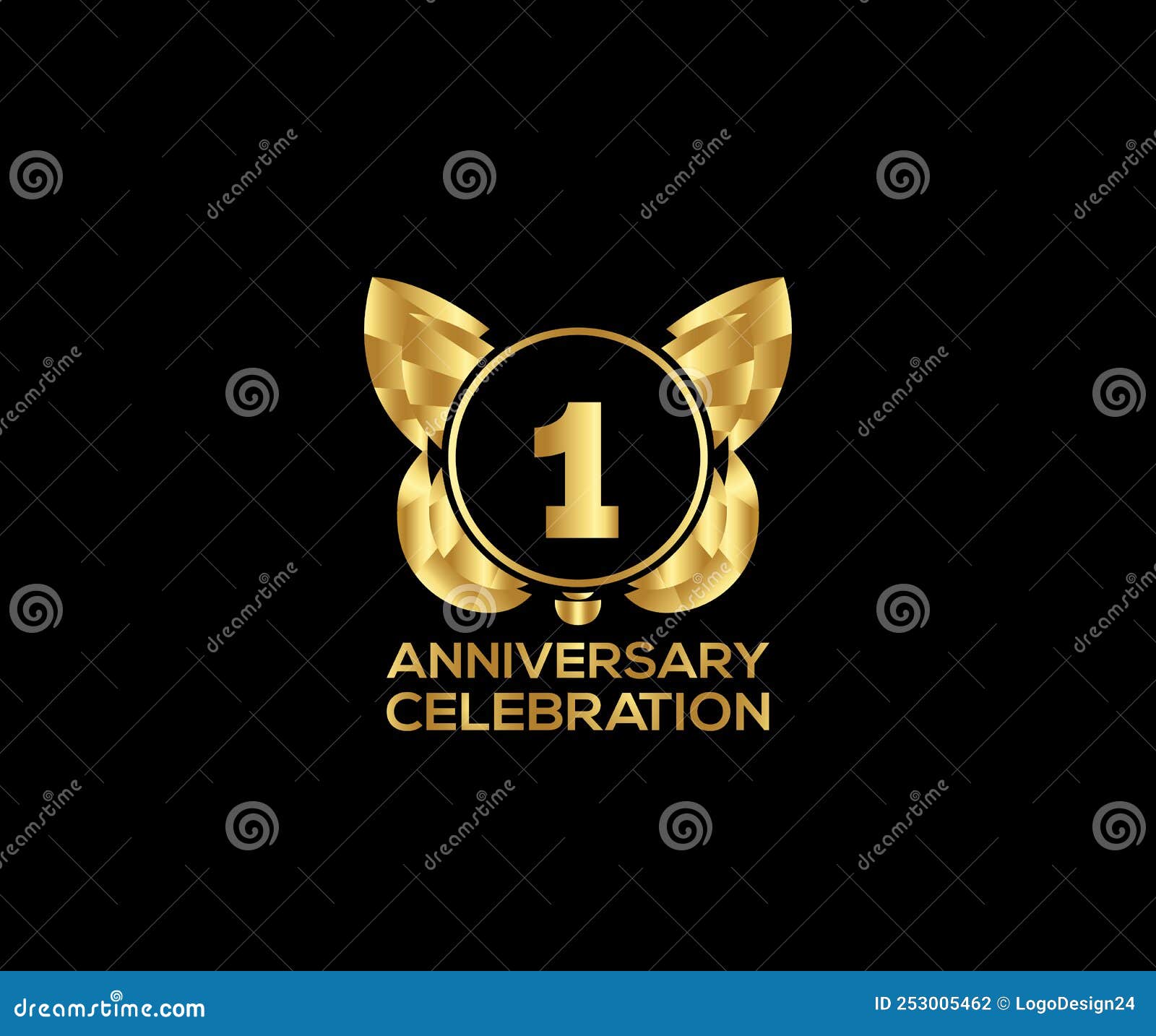 1th Anniversary Celebration Day with Gold Color Light Bright Modern ...