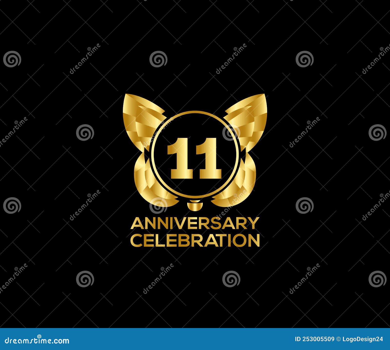 11th Anniversary Celebration Day with Gold Color Light Bright Modern ...