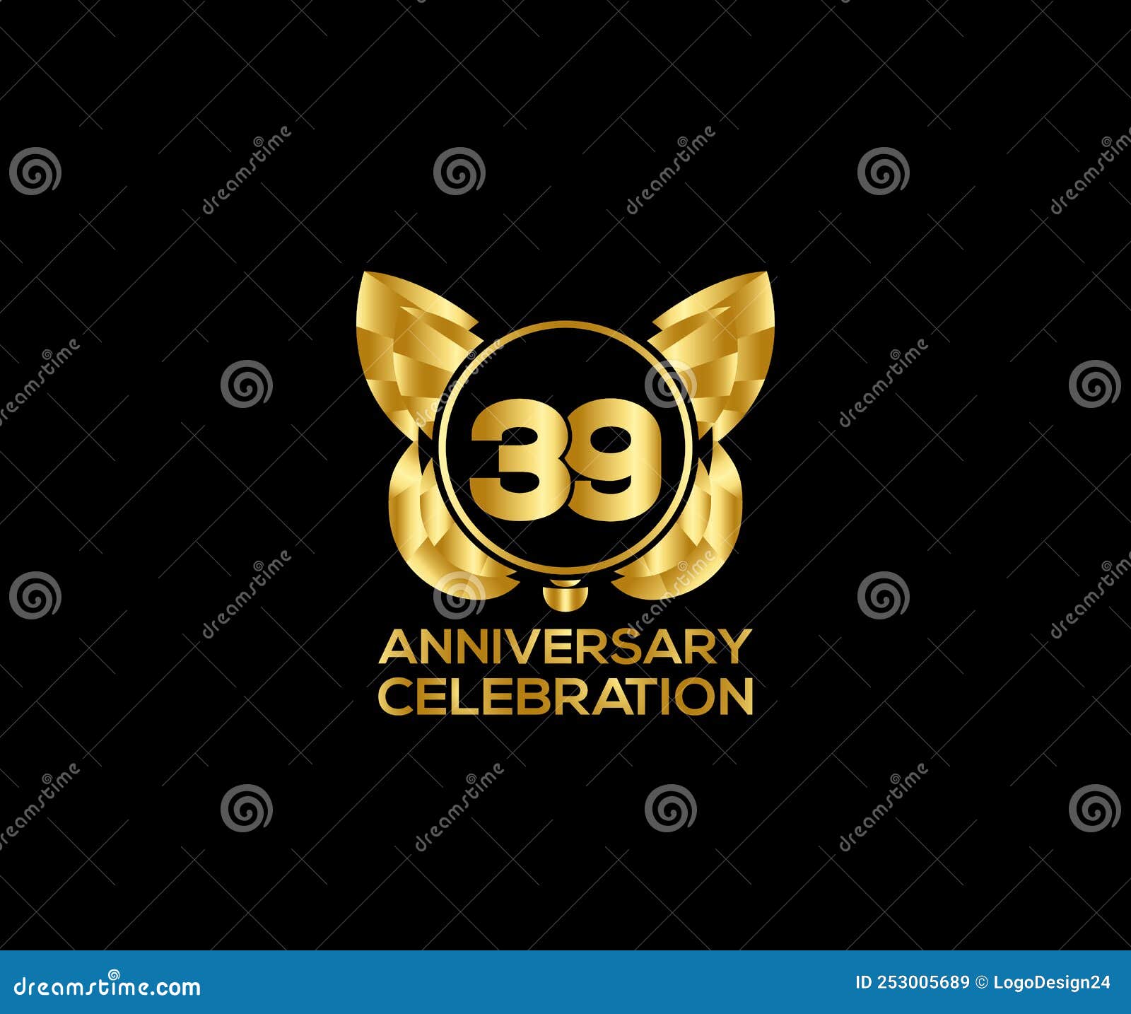 39th Anniversary Celebration Day with Gold Color Light Bright Modern ...