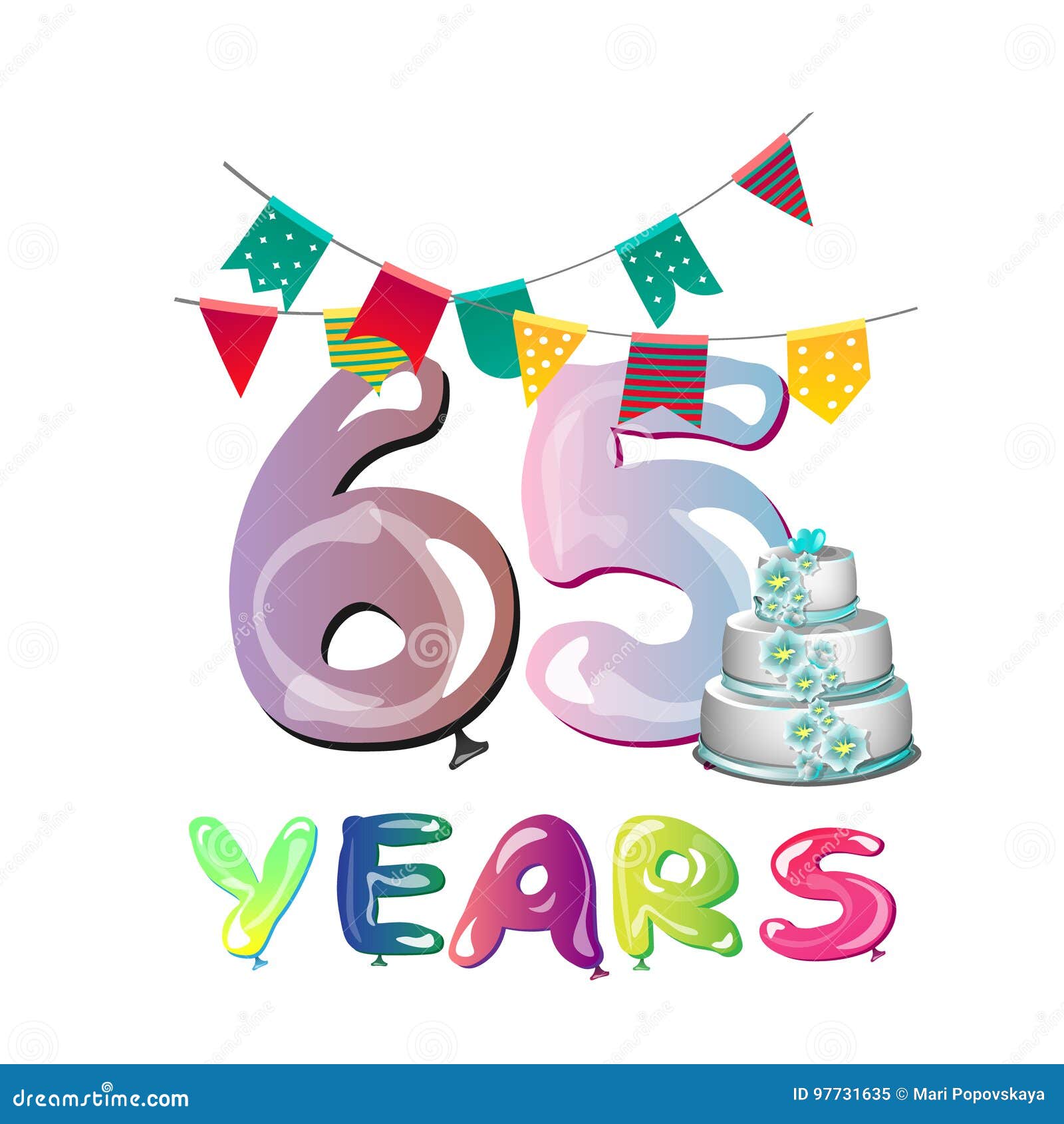 65th Anniversary Design Template. 65 Years Logo. Sixty-five Years And ...